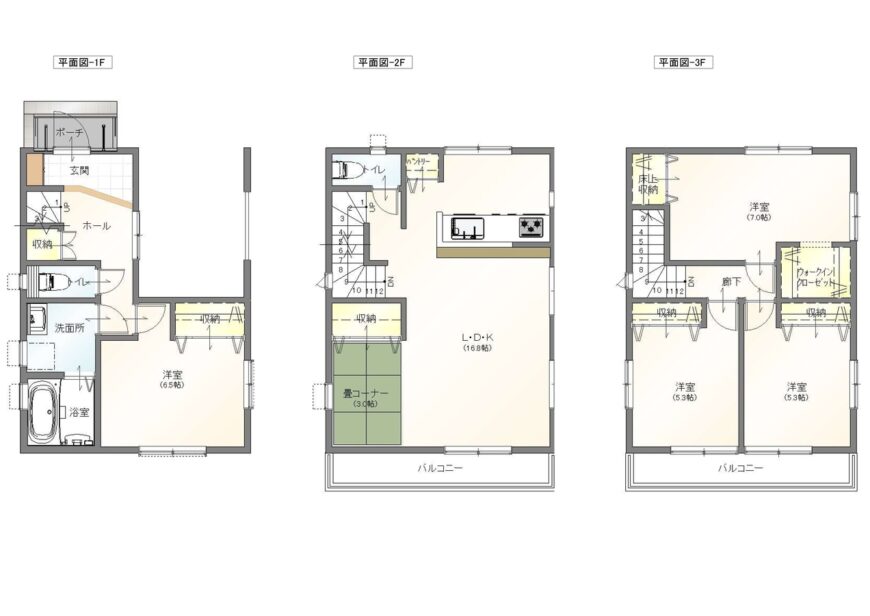 間取り・家づくりのシミュレーション|3階建て 4LDK+T+WIC 間口:北 5,460㎜ | 首都圏 1890万円 | 注文住宅・家を建てるなら一建設株式会社