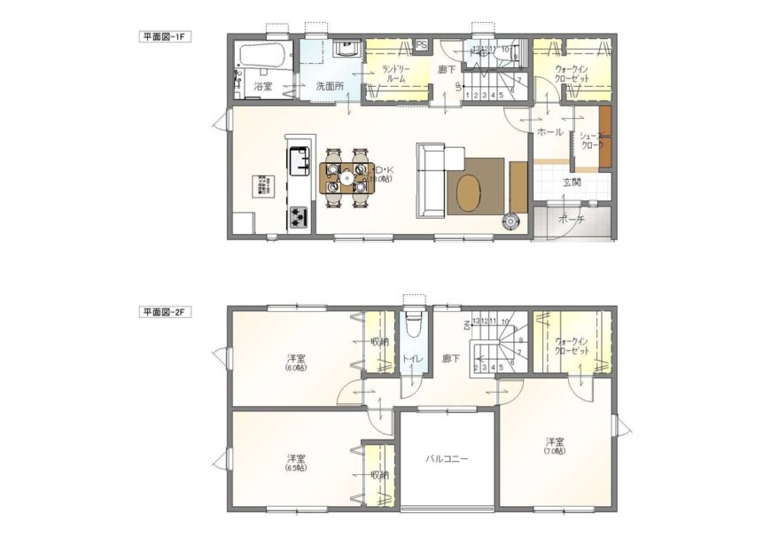 間取り・家づくりのシミュレーション|2階建て 3LDK+SIC+WIC 間口:南 10,465mm | 信越 1790万円 | 注文住宅・家を建てるなら一建設株式会社