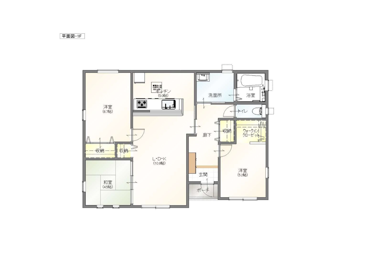 間取り・家づくりのシミュレーション|平屋 3LDK 間口:南 10,465mm | 中国・四国・九州 1400万円 | 注文住宅・家を建てるなら一建設株式会社