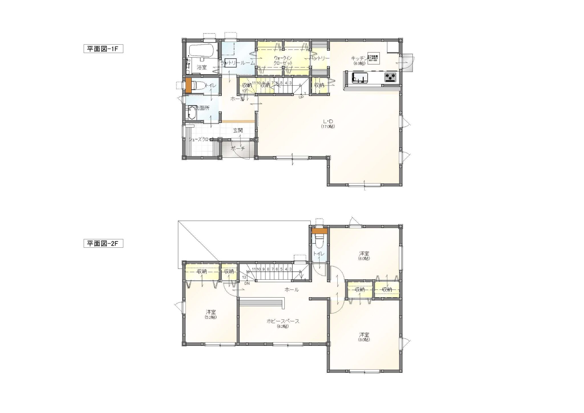 間取り・家づくりのシミュレーション|2階建て 3LDK＋シューズクローク＋ファミリークローゼット＋ホビールーム 間口:西 7,280mm | 中国・四国・九州 1750万円 | 注文住宅・家を ...