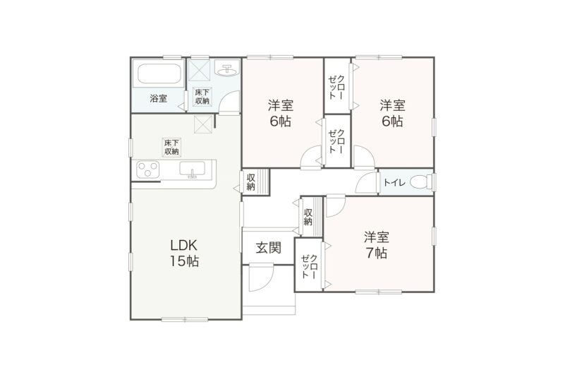 間取り・家づくりのシミュレーション|平屋 3LDK 間口:南 10,010mm | 東海 1460万円 | 注文住宅・家を建てるなら一建設株式会社