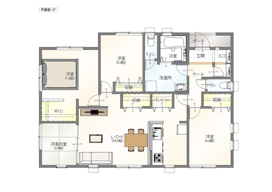 間取り・家づくりのシミュレーション|平屋 4LDK+SIC 間口:北 11,830mm | 東北 1880万円 | 注文住宅・家を建てるなら一建設株式会社